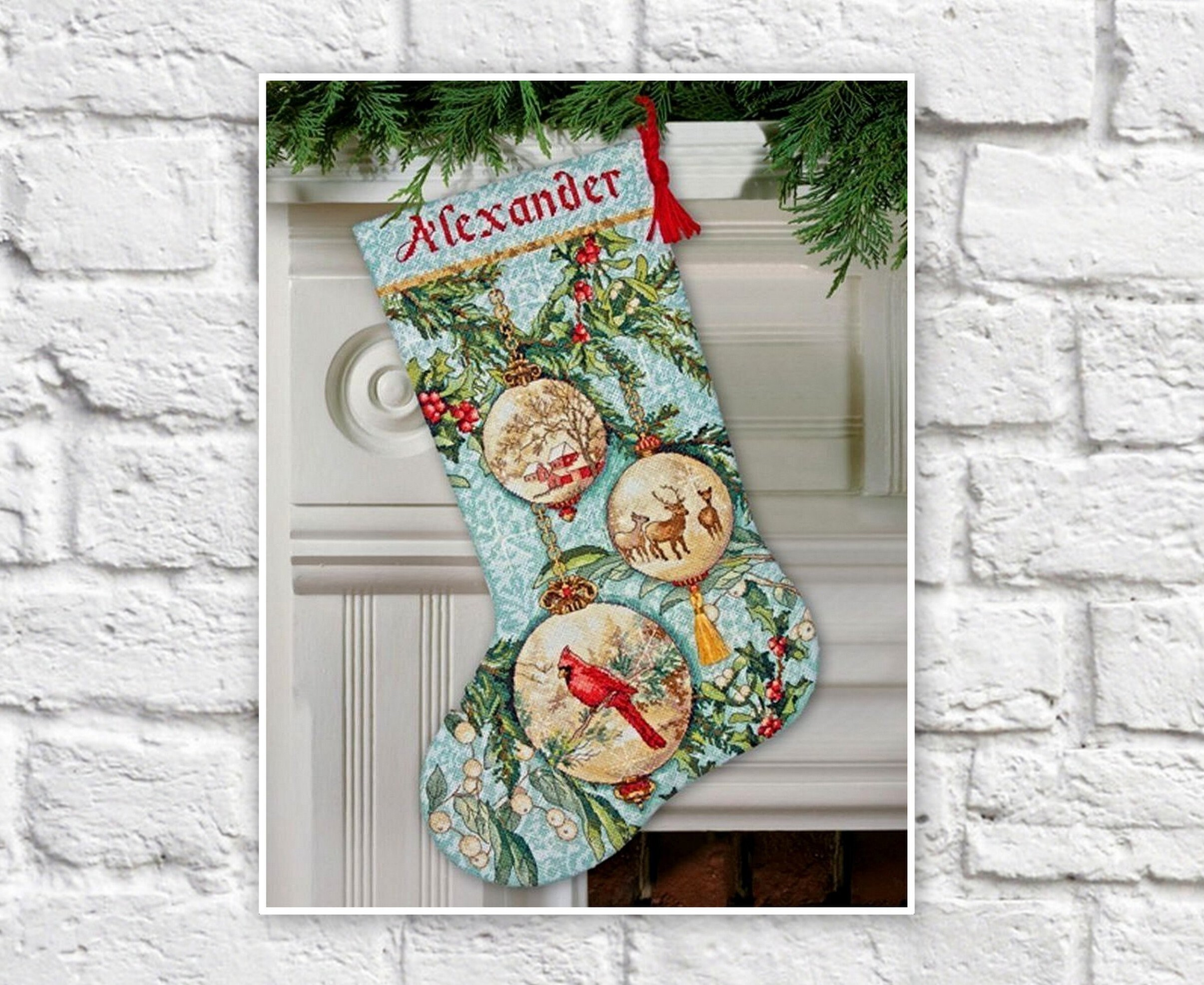 Christmas Stocking Cross Stitch Pattern Colorful Art DIY - Etsy