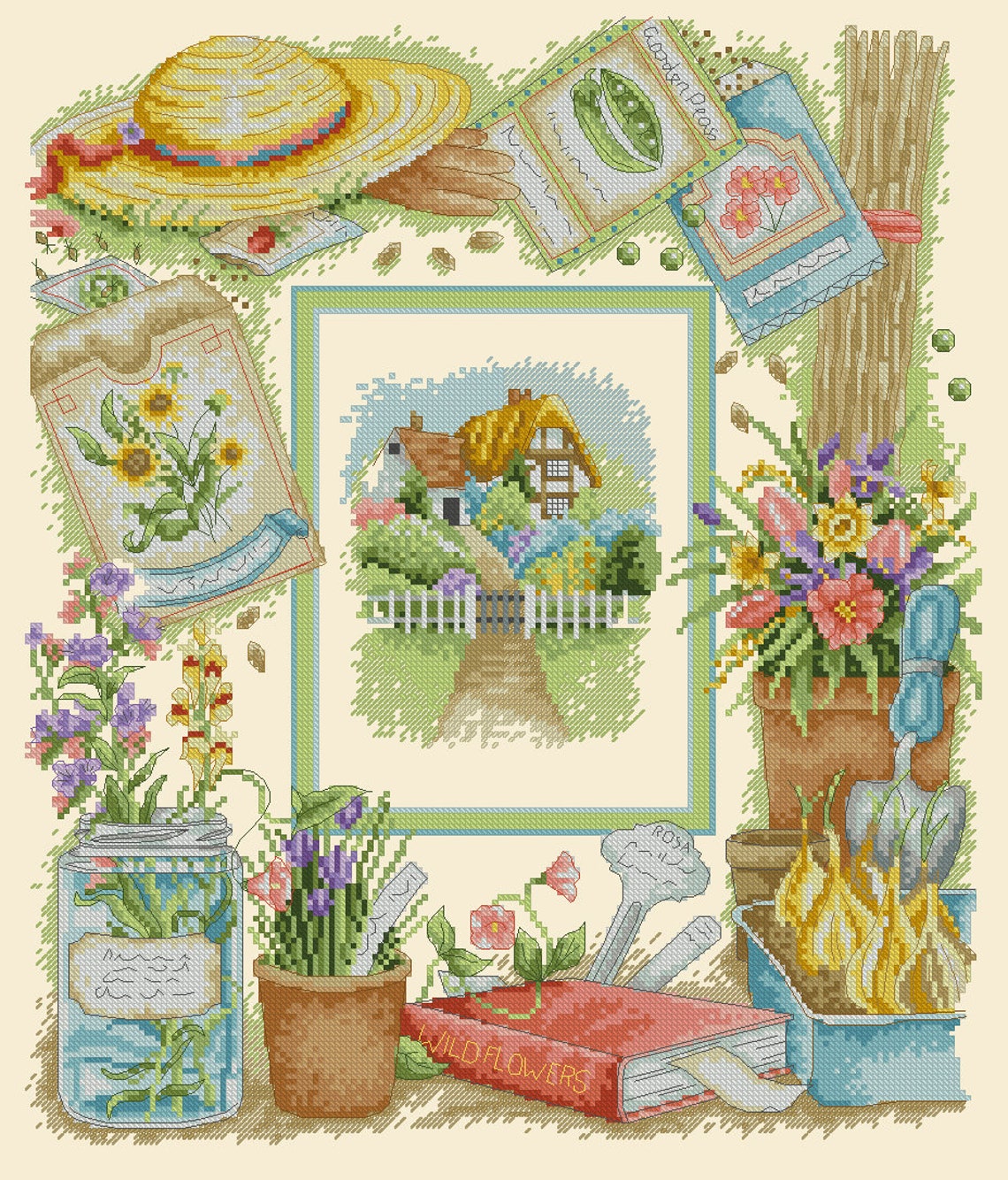 Summer Cross Stitch Pattern Summer Sampler X-stitch Chart Needlepoint ...