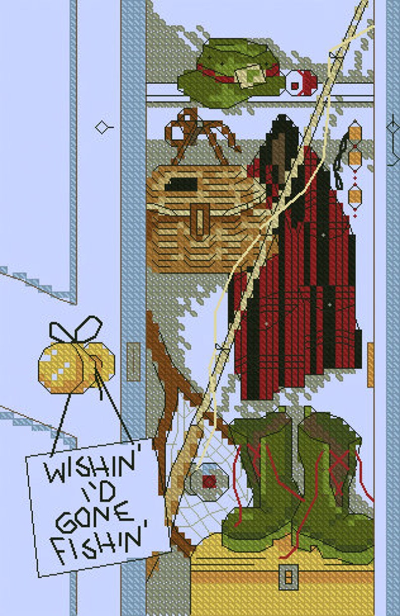 Fishing Cross Stitch Pattern Colorful Art DIY X-stitch Chart ...