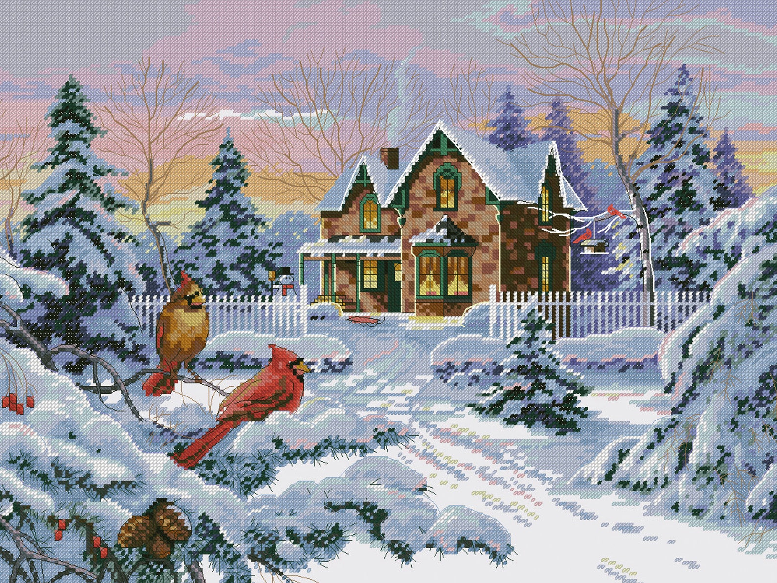 Christmas House Cross Stitch Pattern Colorful Art DIY X-stitch - Etsy