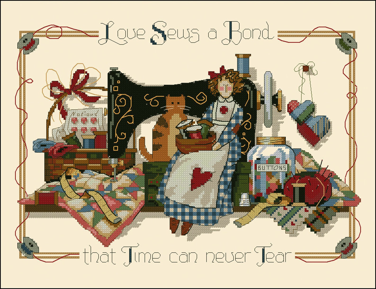 Sews Cross Stitch Pattern Colorful Art DIY X-stitch Chart Needlepoint ...