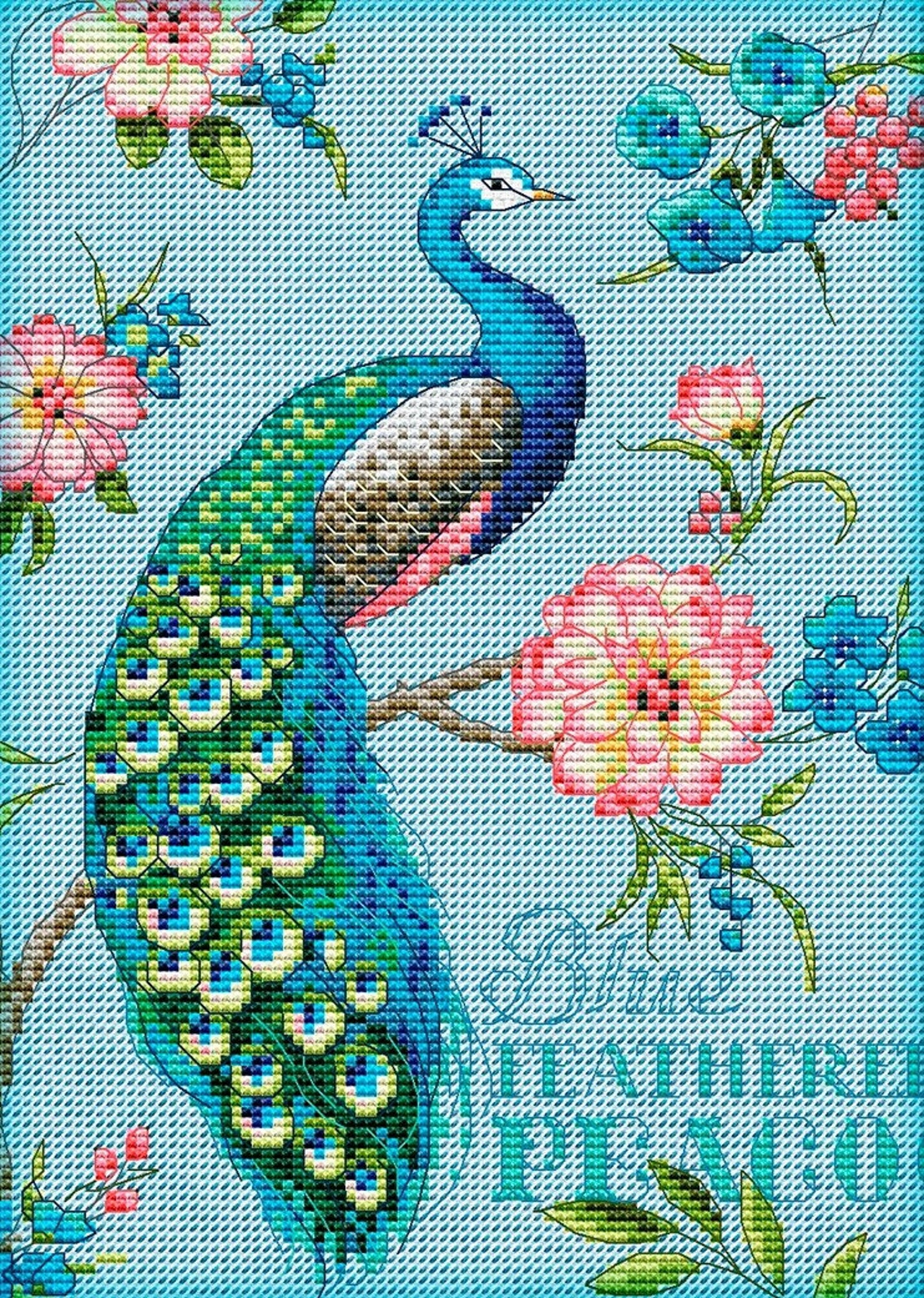 Peacock Cross Stitch Pattern Colorful Art DIY X-stitch Chart - Etsy