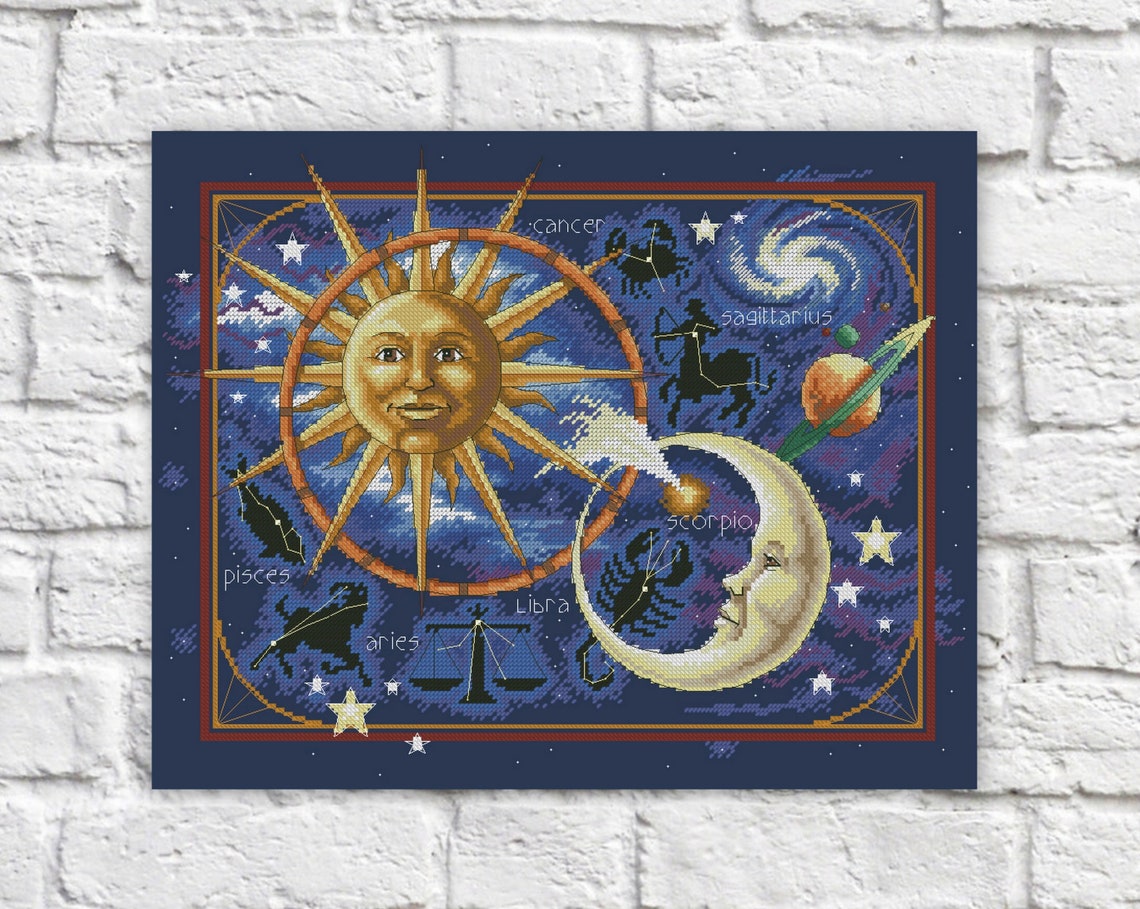 Zodiac Cross Stitch Pattern Colorful Art DIY X-stitch Chart - Etsy