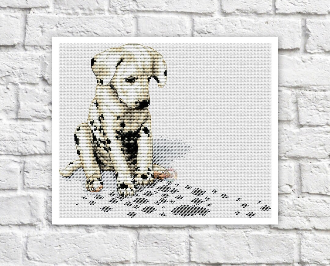 Dog Cross Stitch Pattern Puppy Colorful Art DIY X-stitch Chart ...