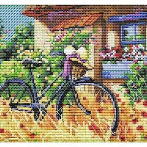 Bike Cross Stitch Pattern Colorful Art DIY X-stitch Chart Needlepoint ...