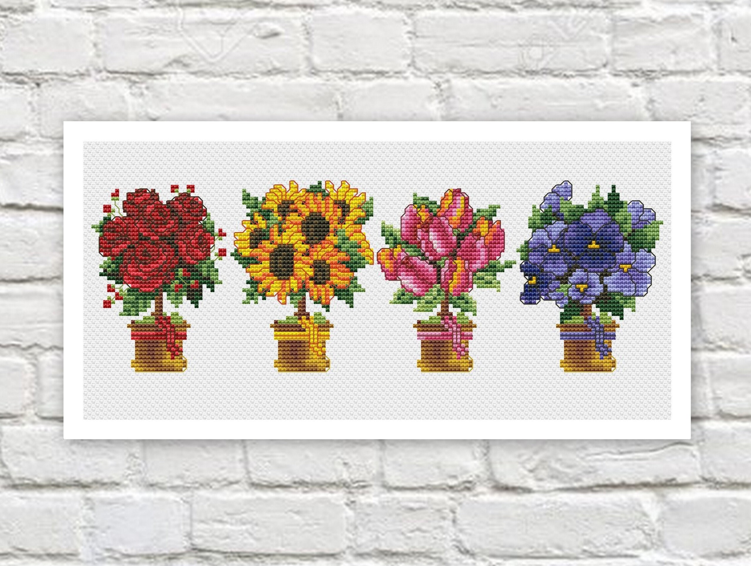 Small Flowers Cross Stitch Pattern Colorful Art DIY X-stitch - Etsy