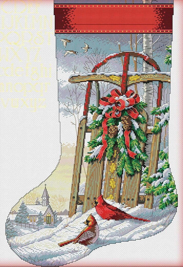 Christmas Stocking Cross Stitch Pattern Colorful Art DIY | Etsy
