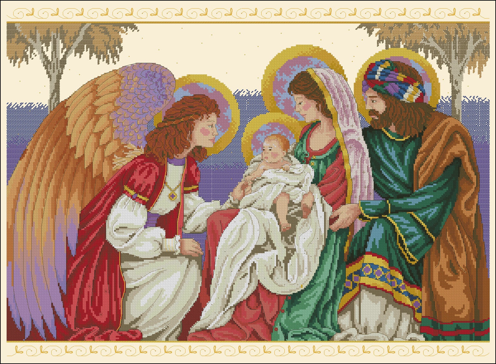 Religious Cross Stitch Pattern Colorful Art DIY X-stitch Chart - Etsy