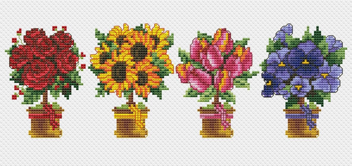 Small Flowers Cross Stitch Pattern Colorful Art DIY X-stitch - Etsy