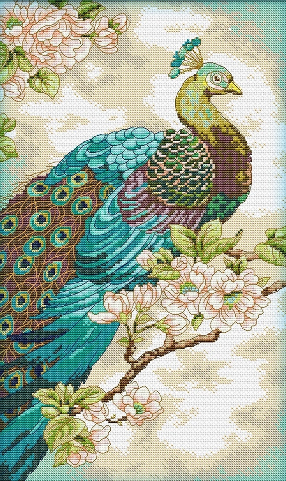 Peacock Cross Stitch Pattern Colorful Art DIY X-stitch Chart - Etsy