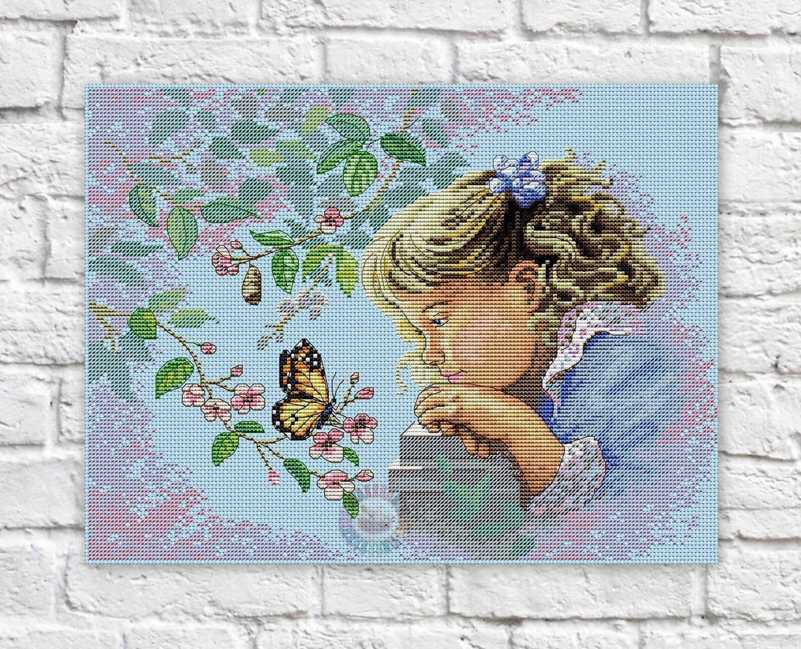 Girl Cross Stitch Pattern Colorful Art DIY X-stitch Chart Needlepoint ...