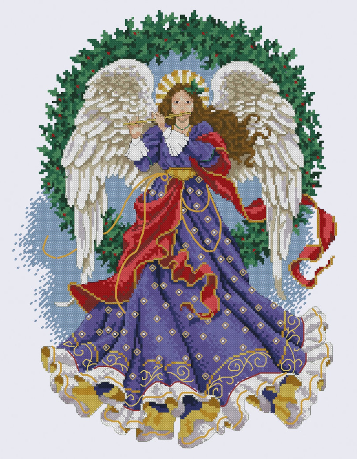 Christmas Angel Cross Stitch Pattern Colorful Art DIY X-stitch - Etsy
