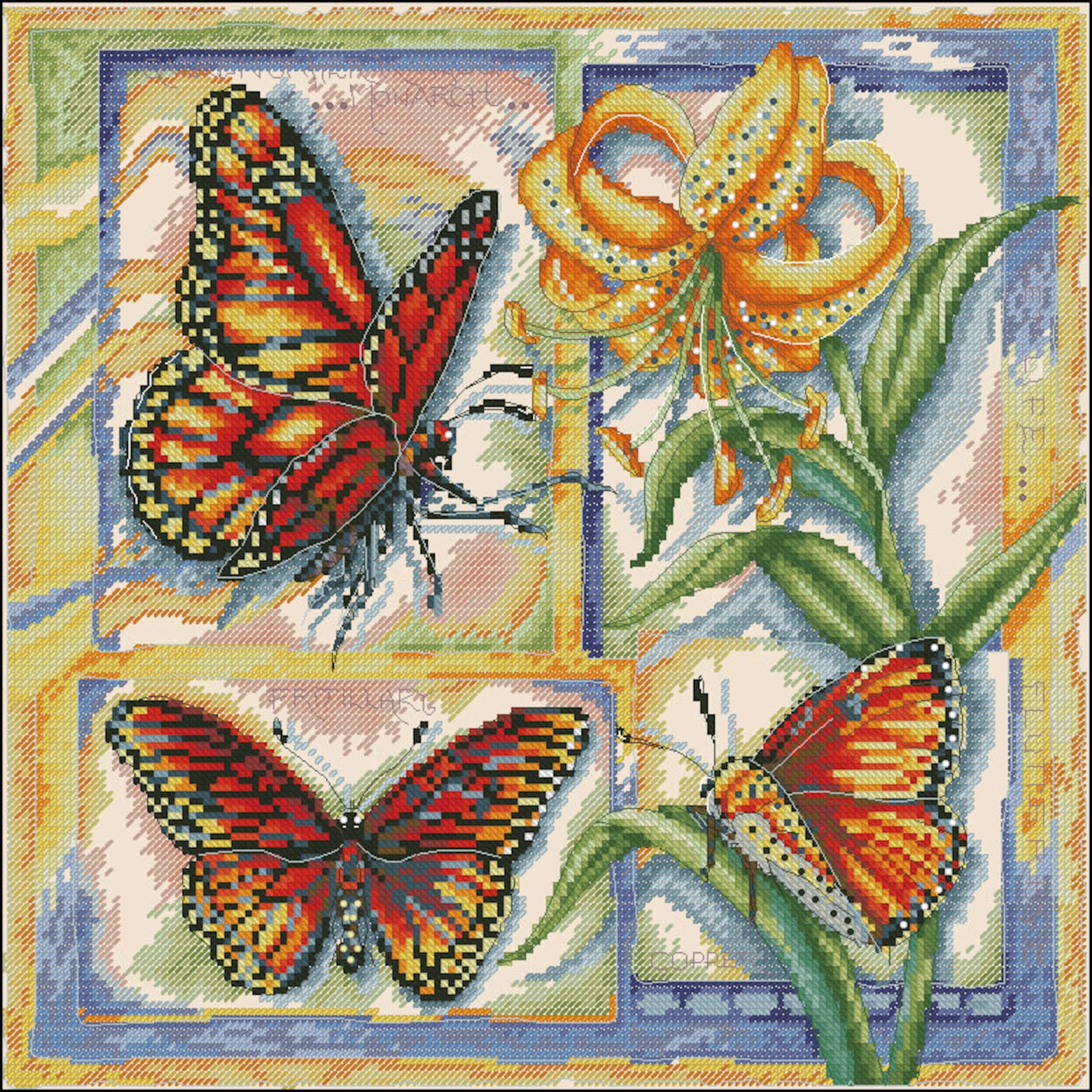 Butterflies Cross Stitch Pattern Colorful Art DIY X-stitch | Etsy