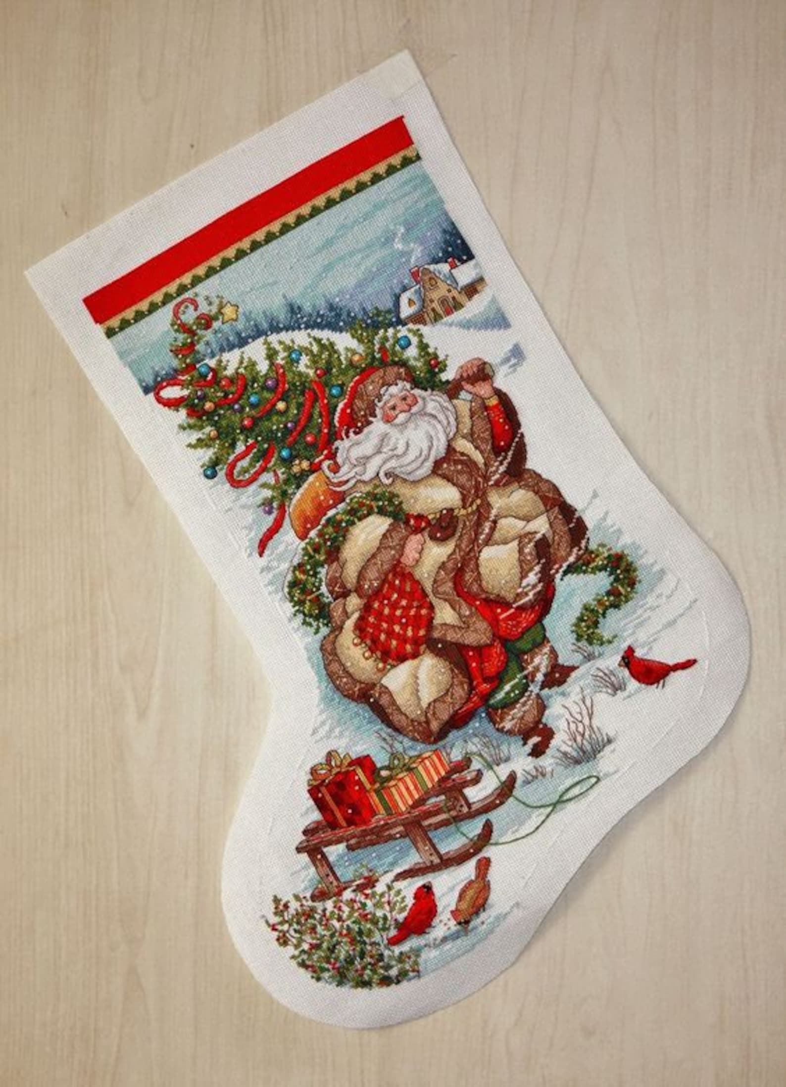 Christmas Stocking Cross Stitch Pattern Colorful Art DIY X-stitch Chart ...