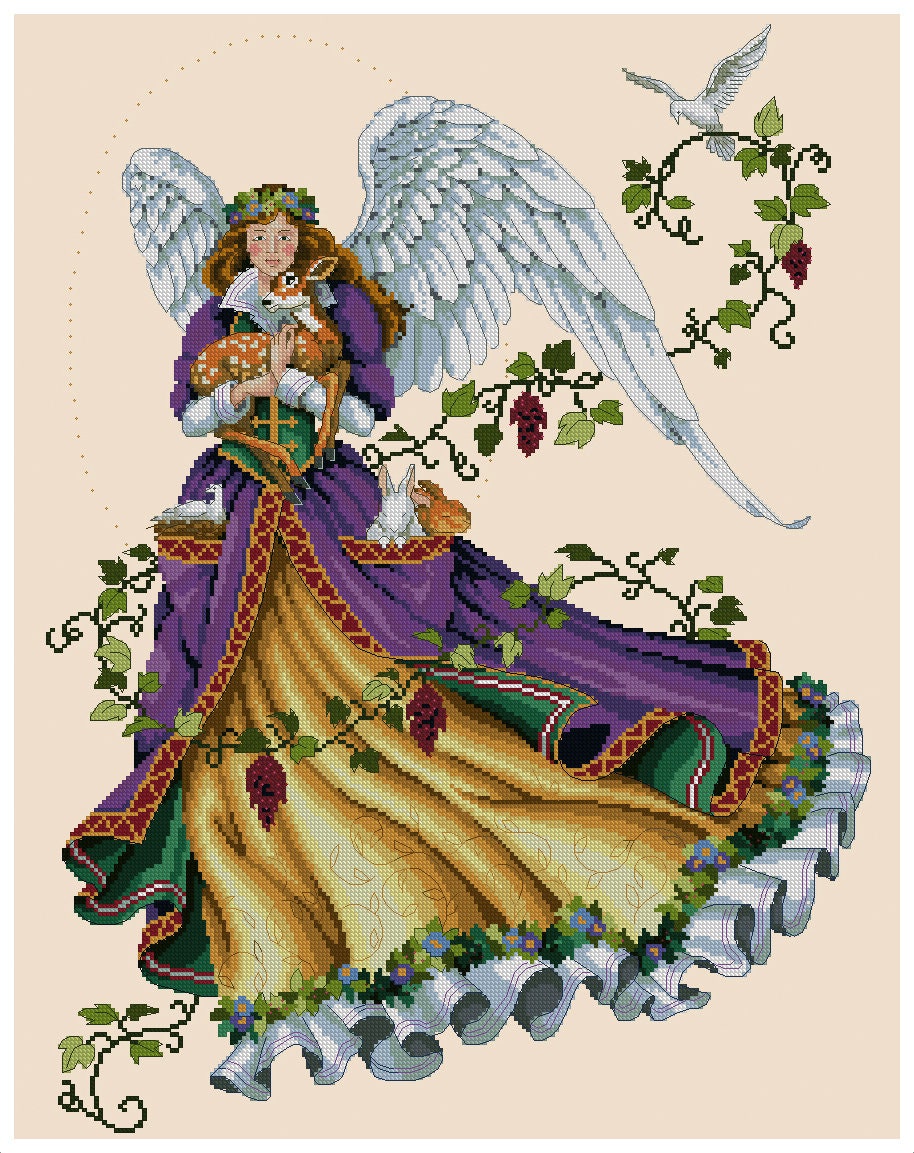 Angels Cross Stitch Pattern Colorful Art DIY X-stitch Chart - Etsy