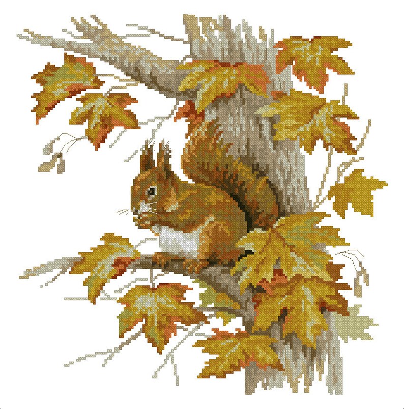Squirrel Cross Stitch Pattern Forest Animals Cross Stitch Wild - Etsy