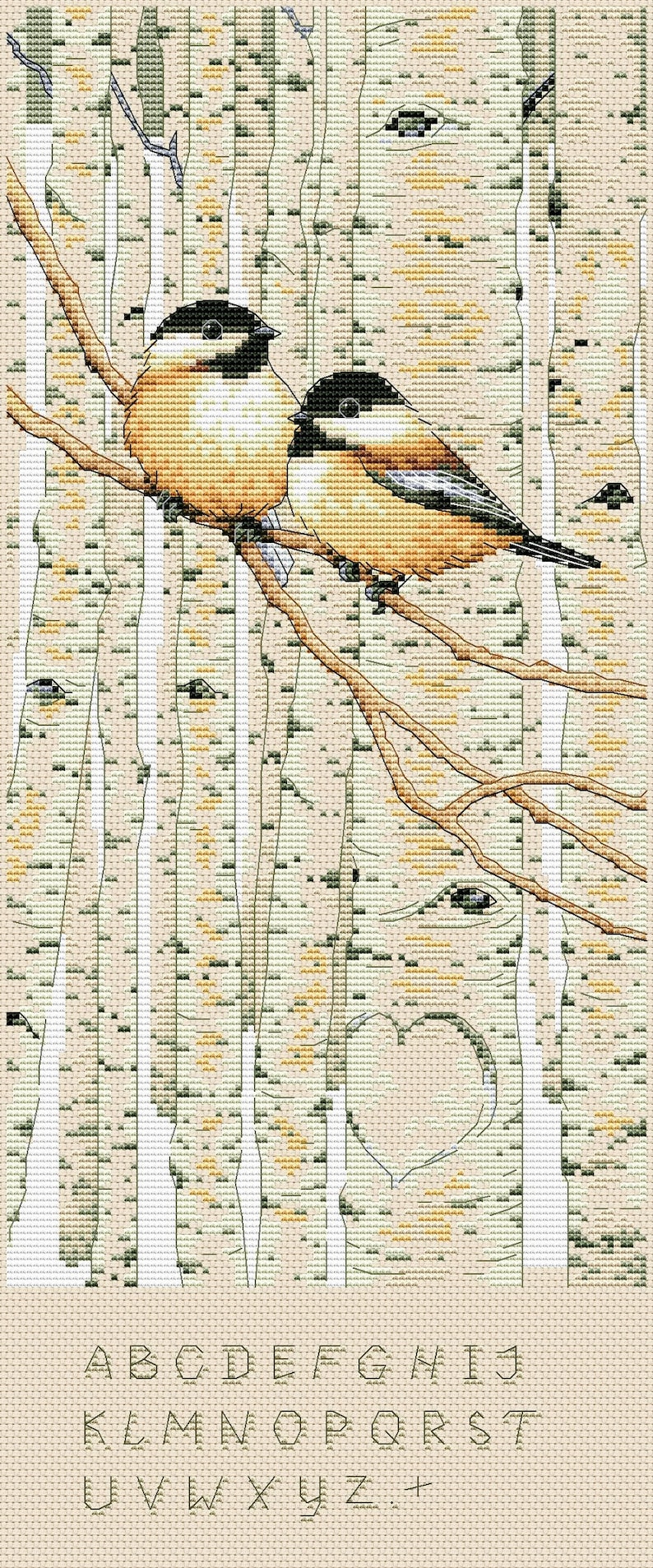Birds Love Cross Stitch Pattern Colorful Art DIY X-stitch Chart ...
