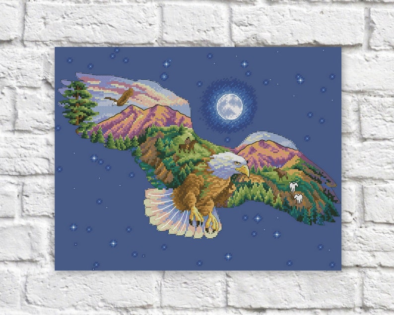 Eagle Cross Stitch Pattern Birds Colorful Art DIY X-stitch - Etsy
