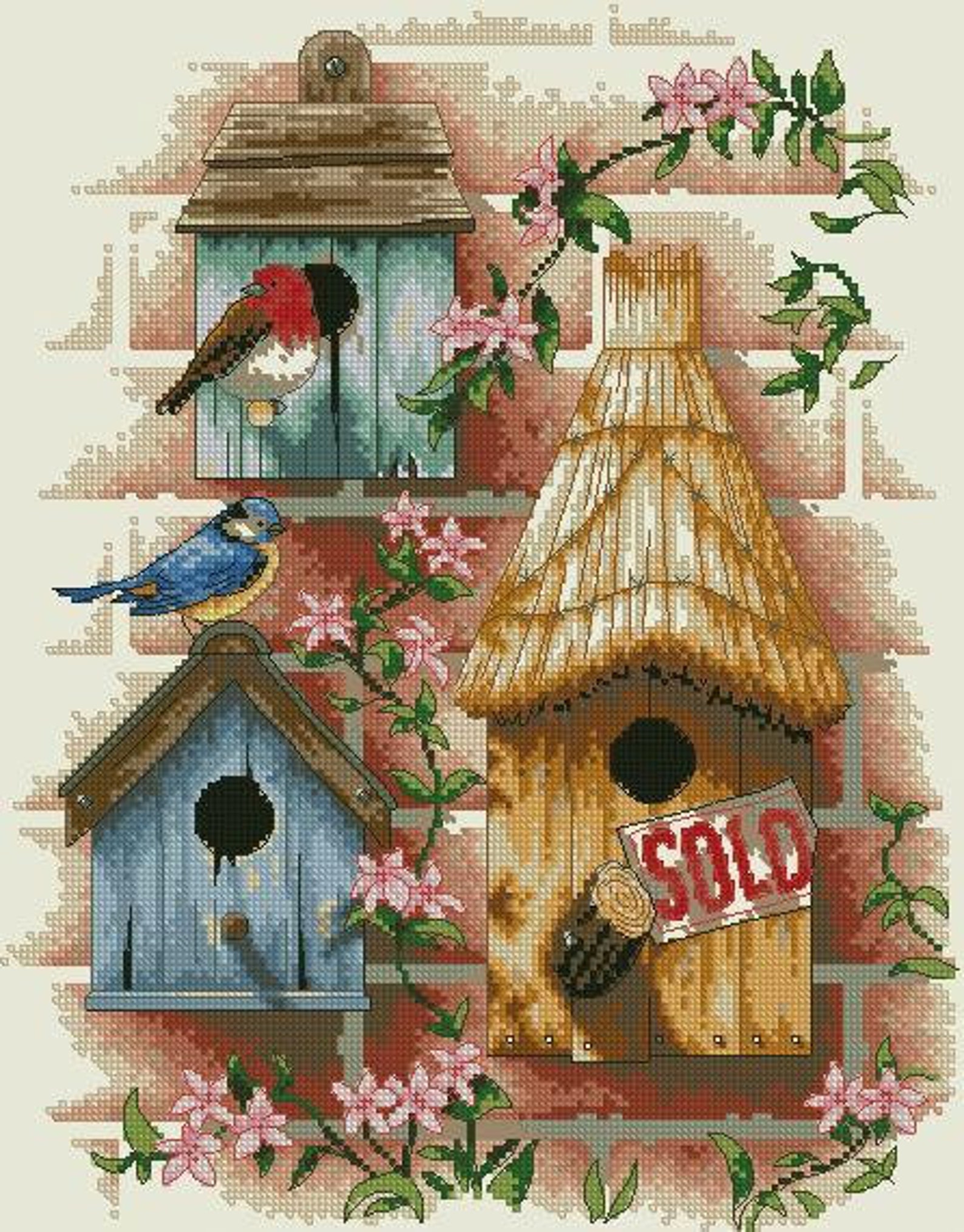 Birdhouse Cross Stitch Pattern Colorful Art DIY X-stitch Chart - Etsy