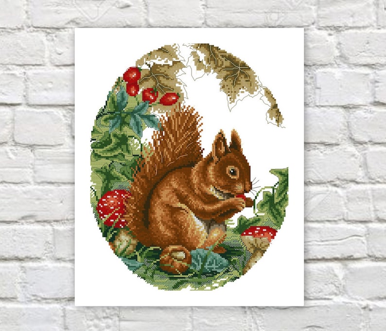 Squirrel Cross Stitch Pattern PDF Counted X-stitch Chart - Etsy