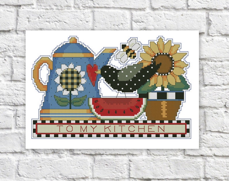 Kitchen Cross Stitch Pattern Garden Colorful Art DIY X-stitch | Etsy