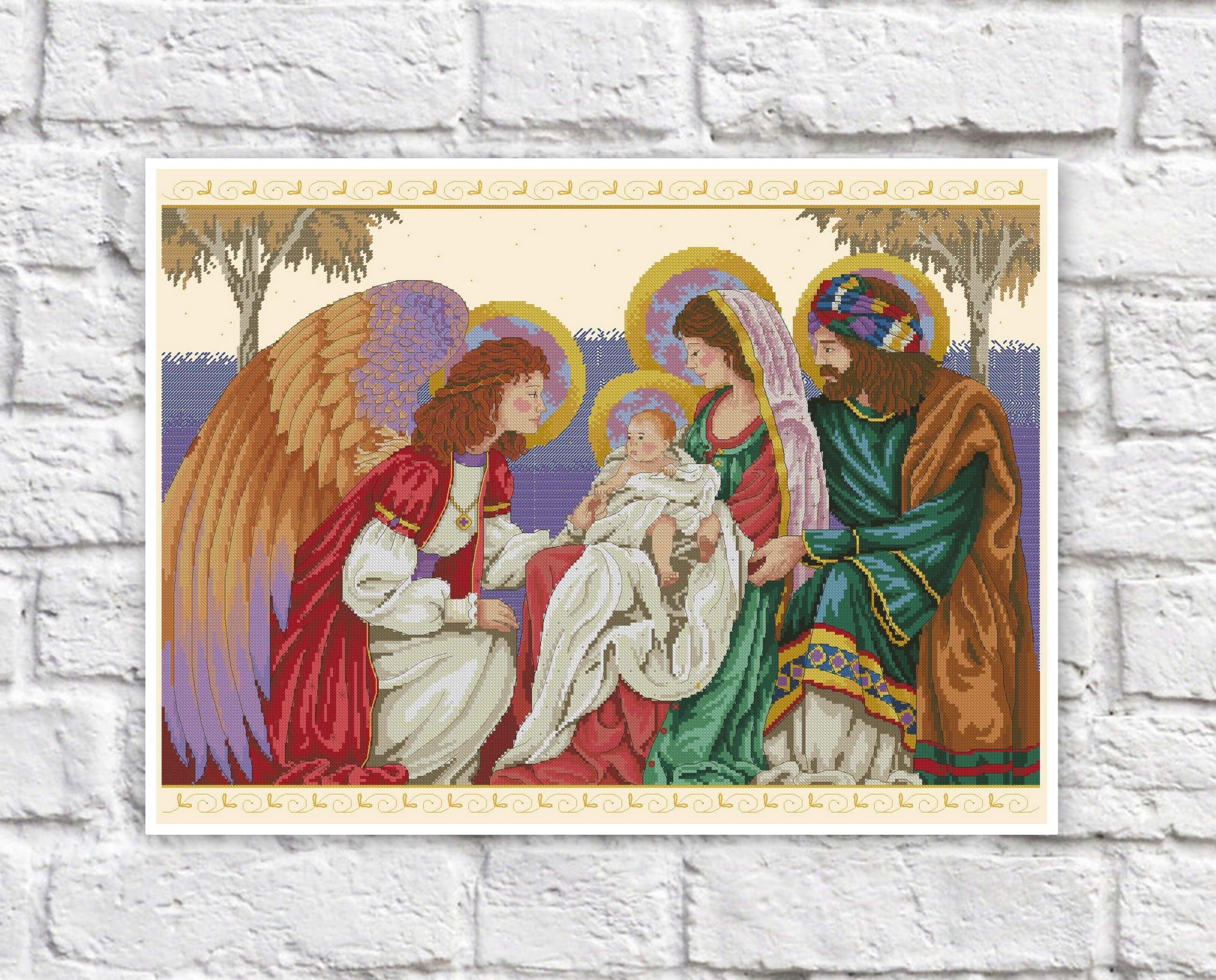 Religious Cross Stitch Pattern Colorful Art DIY X-stitch Chart | Etsy