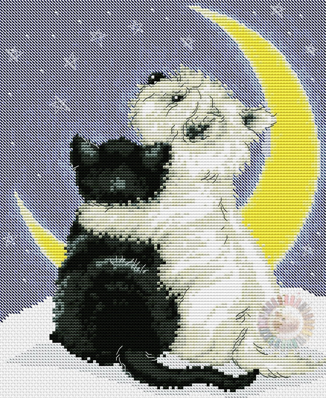 Cat and Dog Cross Stitch Pattern Colorful Art DIY X-stitch | Etsy