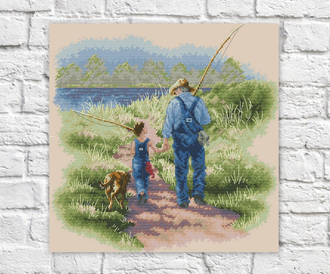 Fishing Cross Stitch Pattern Colorful Art DIY X-stitch Chart ...