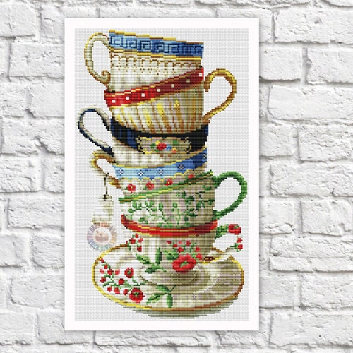 Chinese Teapot Cross Stitch Pattern Tea Cup Pattern Pdf Cross - Etsy