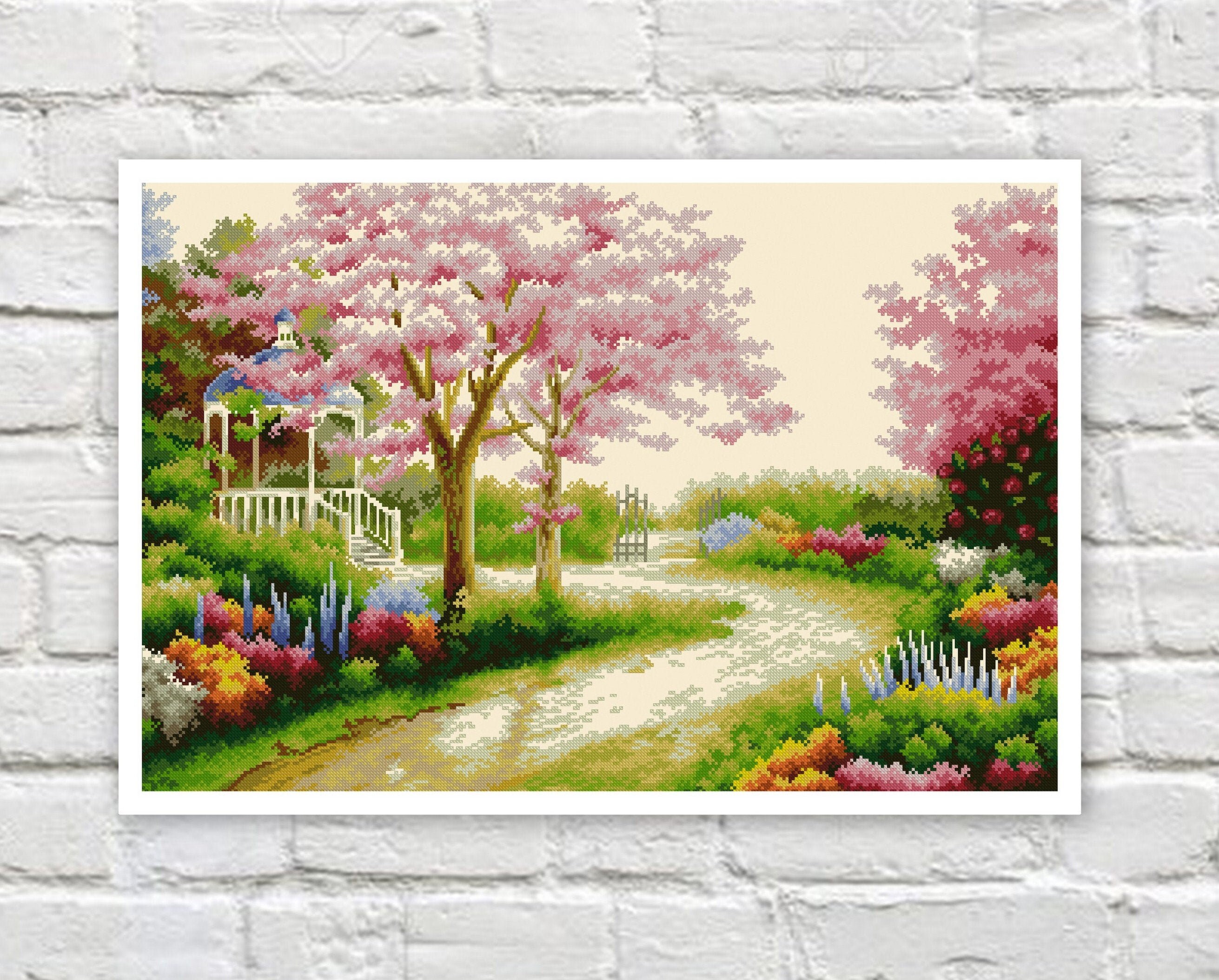 Landscape Cross Stitch Pattern Garden Cross Stitch Park - Etsy Australia
