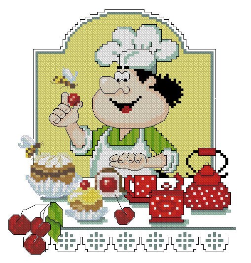 Kitchen Cook Cross Stitch Pattern Colorful Art DIY X-stitch | Etsy