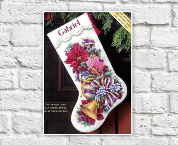 Christmas Stocking Cross Stitch Pattern Colorful Art DIY - Etsy