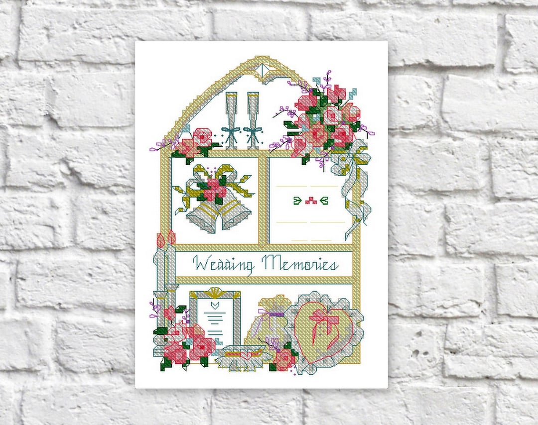 Wedding Sampler Cross Stitch Pattern Colorful Art DIY X-stitch ...