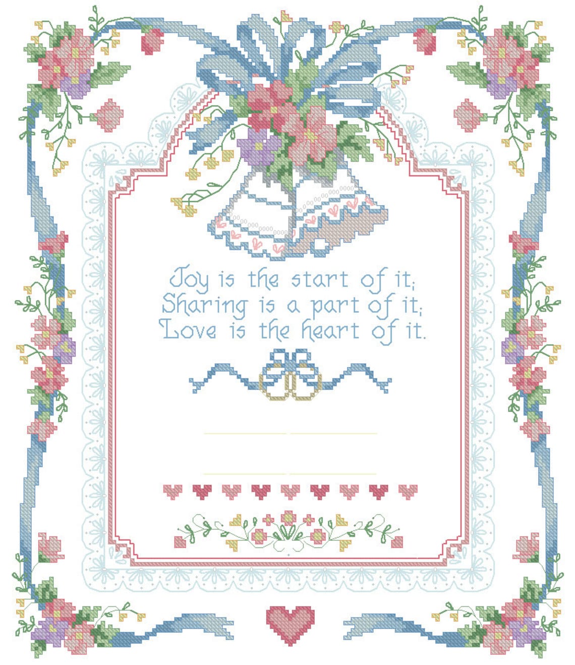 Wedding Cross Stitch Pattern Wedding Sampler Colorful DIY - Etsy
