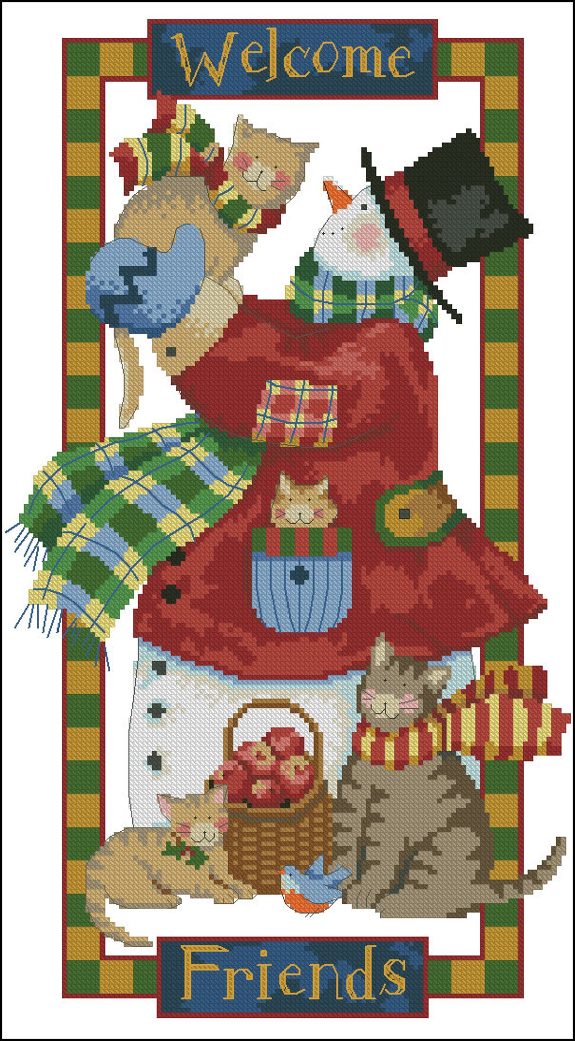 Welcome Cross Stitch Pattern Colorful Art DIY X-stitch Chart ...