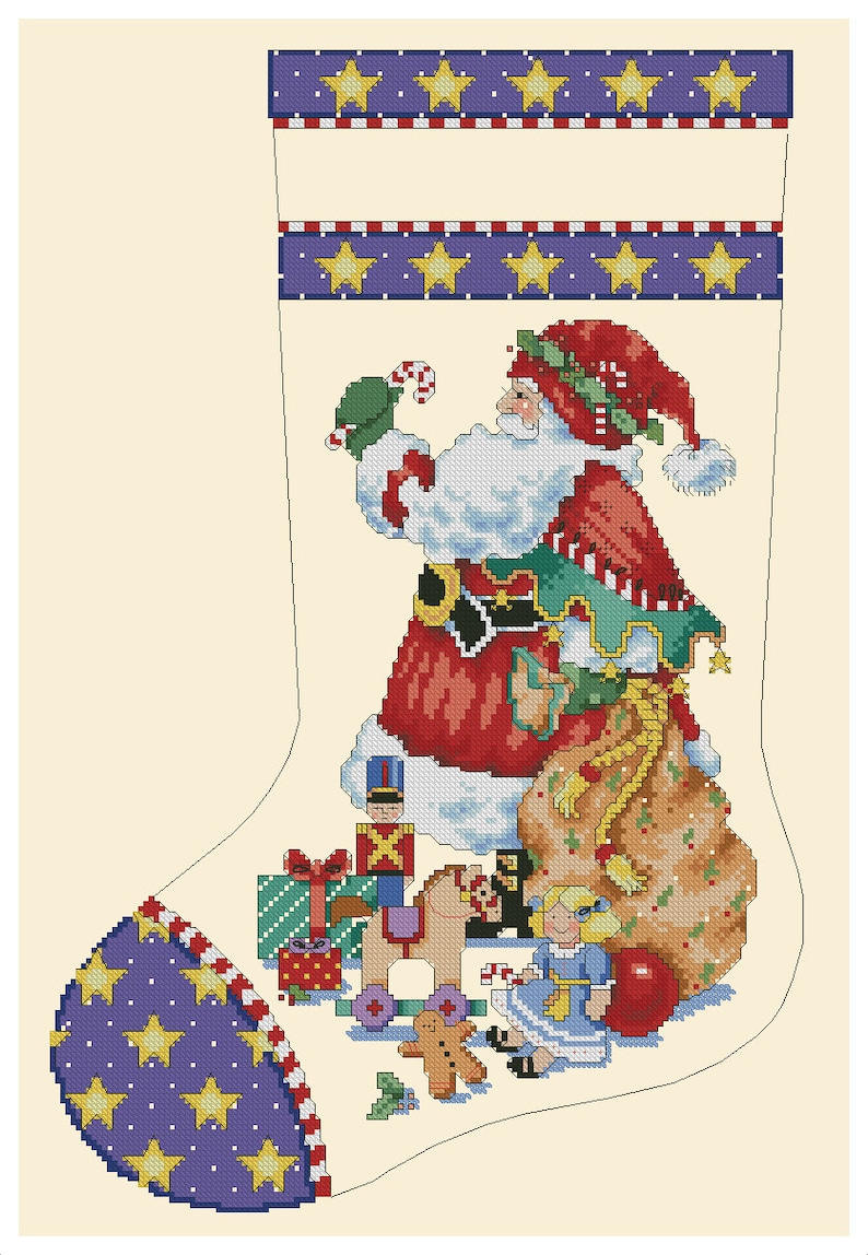 Christmas Santa Cross Stitch Pattern Colorful Art DIY X-stitch - Etsy