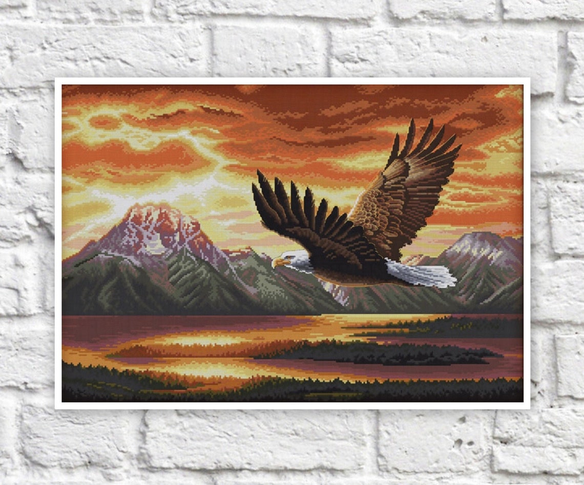 Eagle Cross Stitch Pattern Birds Colorful Art DIY X-stitch - Etsy
