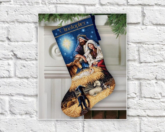 Christmas Stocking Cross Stitch Pattern Colorful Art DIY | Etsy