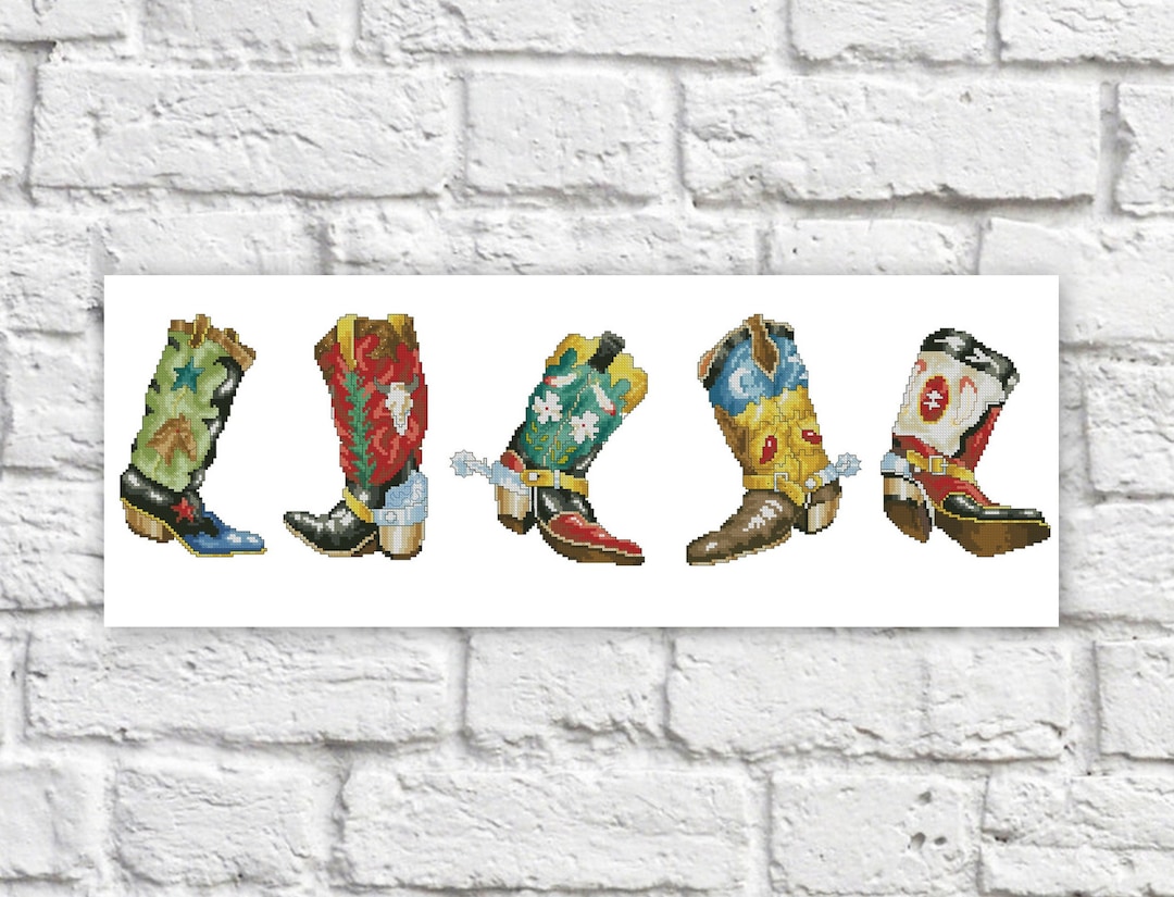 Cowboy Cross Stitch Pattern Western Cross Stitch Cowboy Boots X-stitch ...