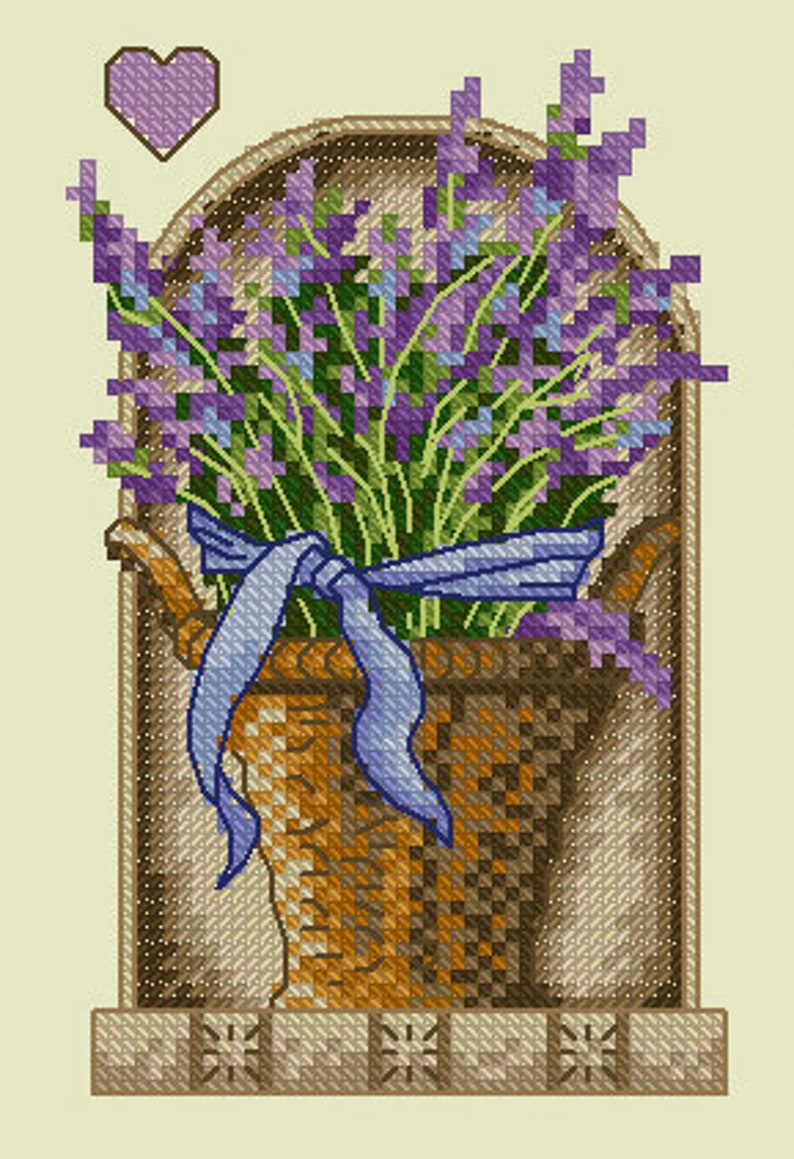 Bouquet Lavender Cross Stitch Pattern Colorful Art DIY | Etsy