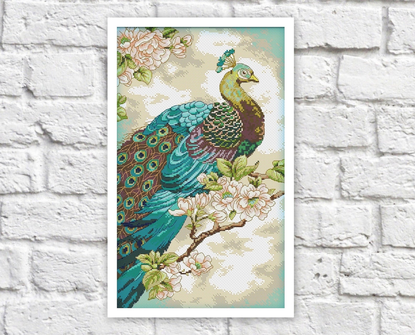 Peacock Cross Stitch Pattern Colorful Art DIY X-stitch Chart - Etsy