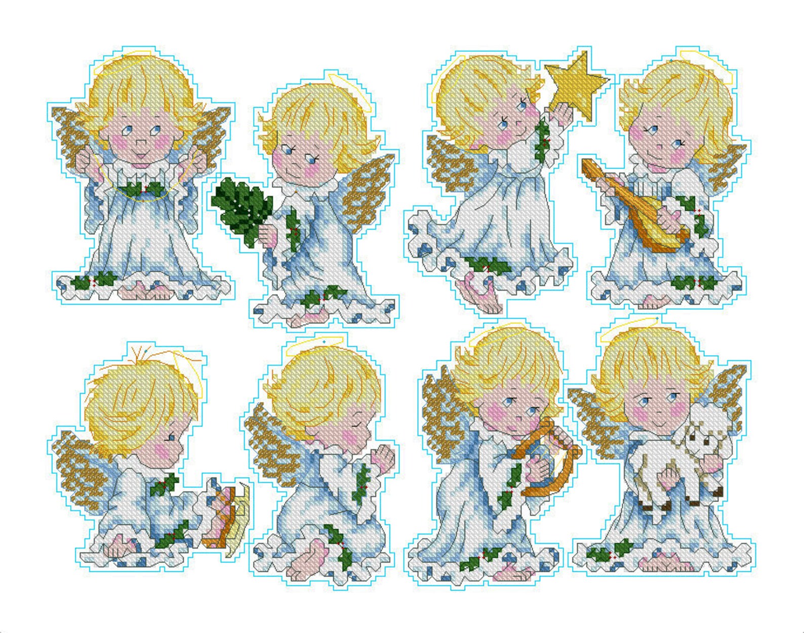 Angels Cross Stitch Pattern Baby Colorful Art DIY X-stitch - Etsy