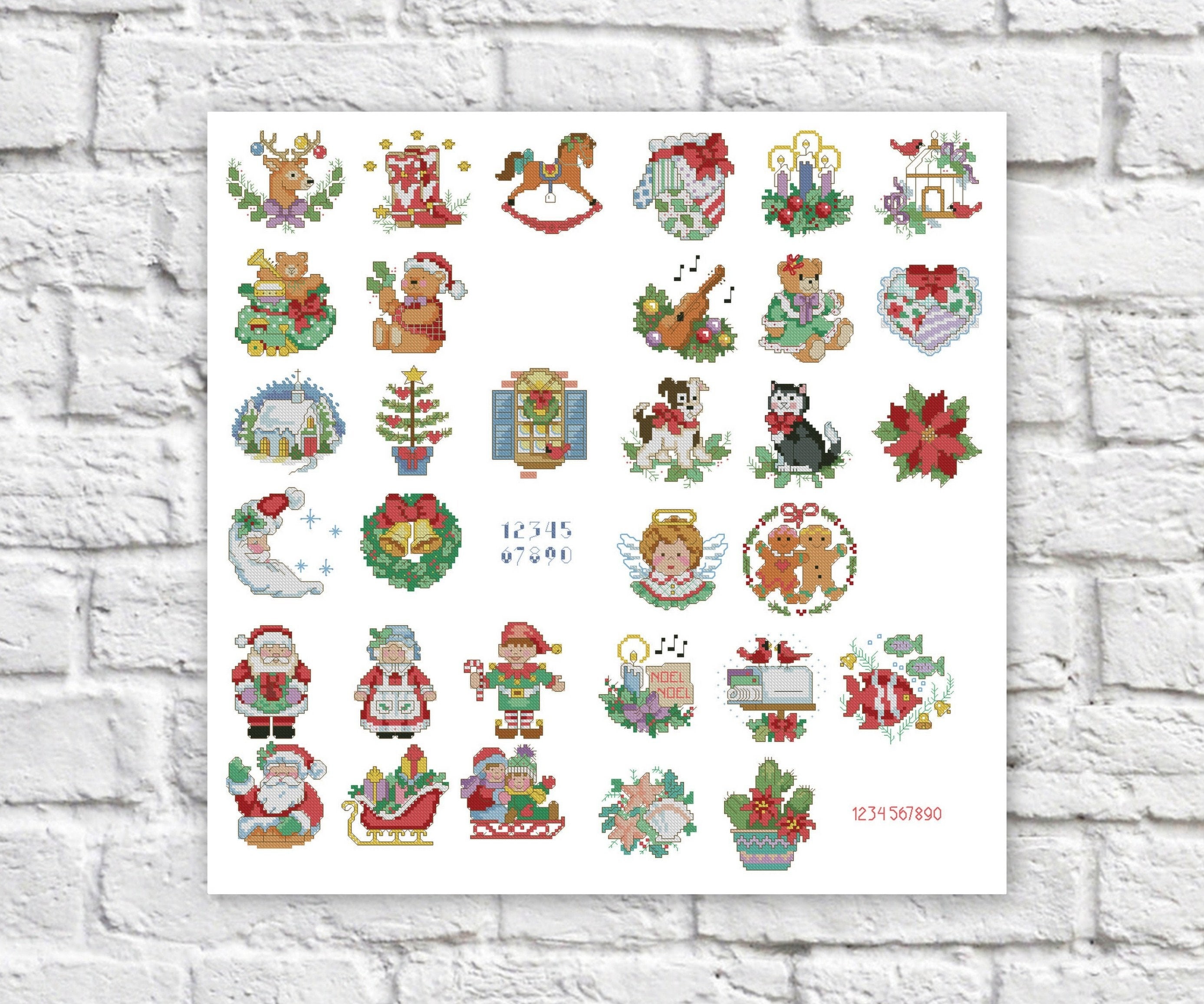 Christmas Cross Stitch Pattern Colorful Art DIY X-stitch Chart ...