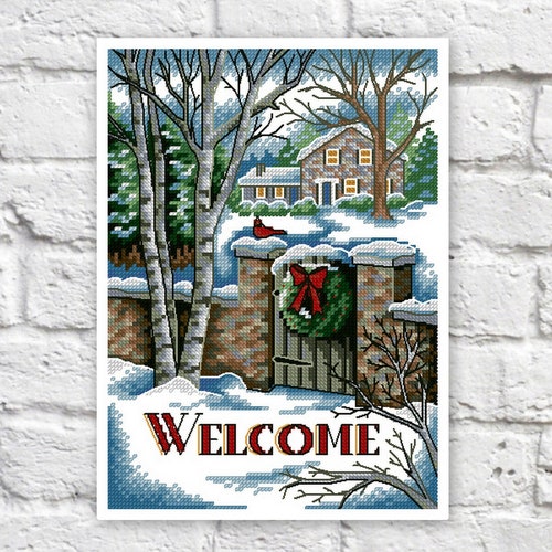 Christmas House Cross Stitch Pattern Colorful Art DIY X-stitch - Etsy