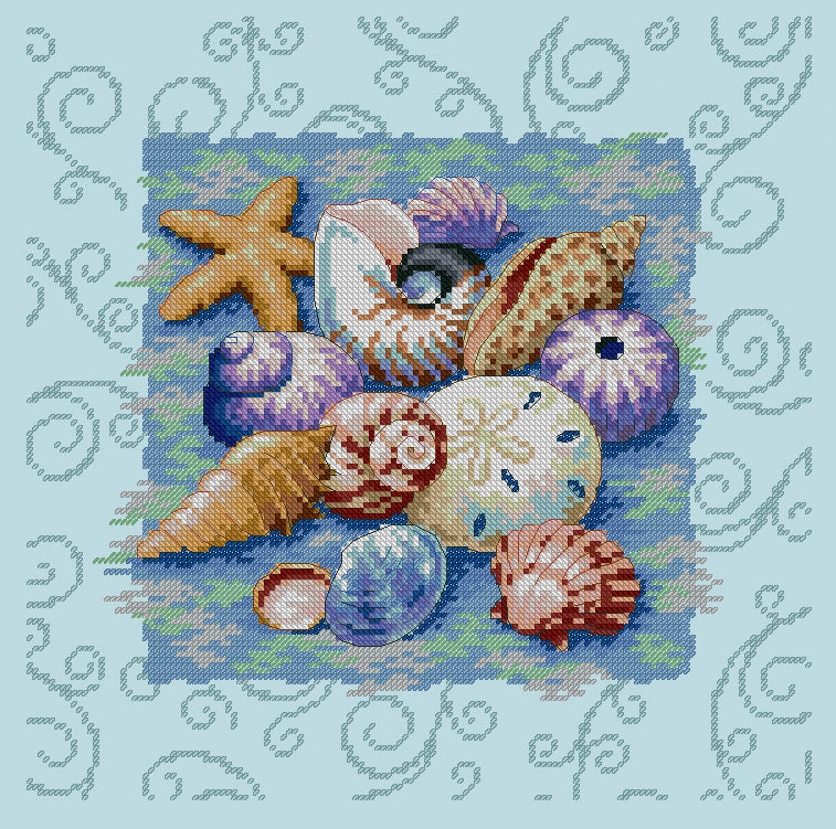 Sea Shells Cross Stitch Pattern Colorful Art DIY X-stitch | Etsy