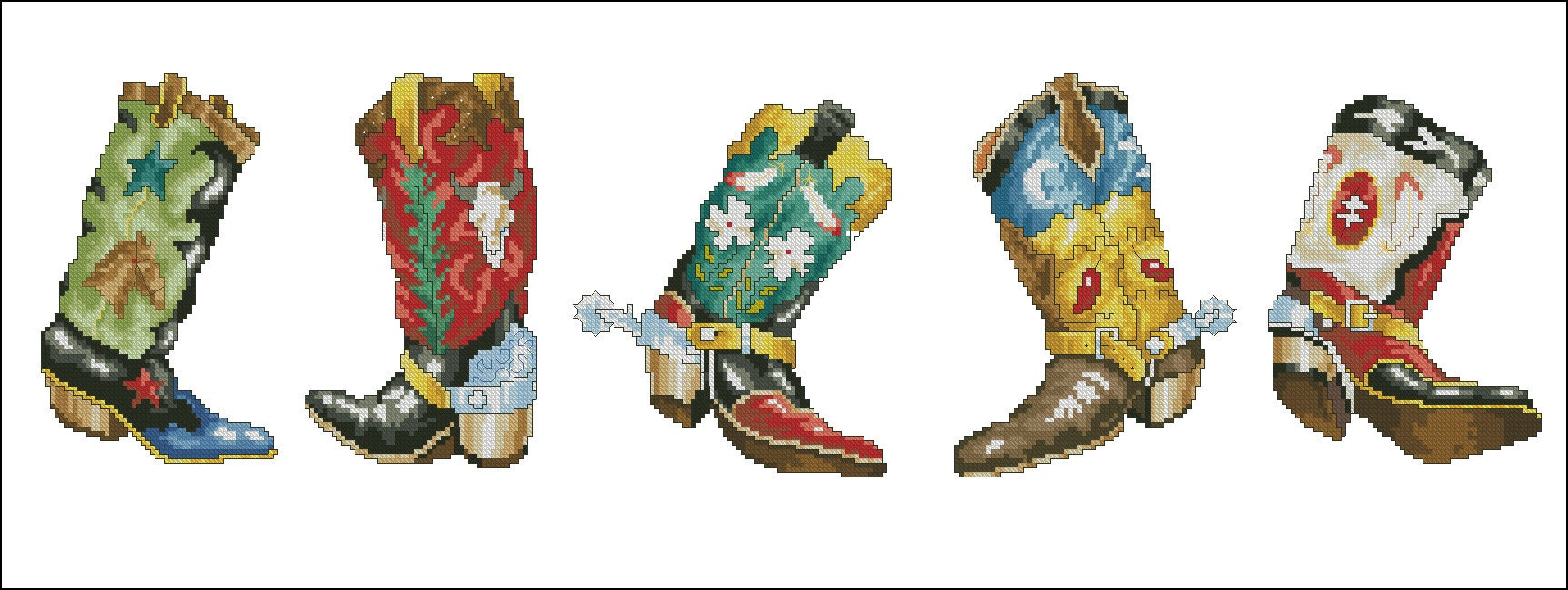 Cowboy Cross Stitch Pattern Western Cross Stitch Cowboy Boots - Etsy