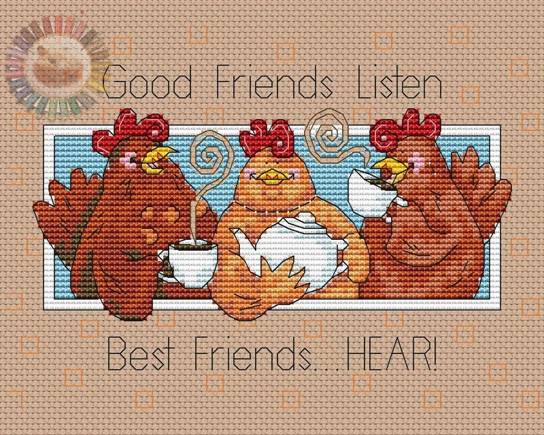 Chickens Cross Stitch Pattern Hen Colorful Art DIY X-stitch | Etsy