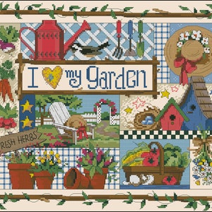 Garden Sampler Cross Stitch Pattern Colorful Art DIY X-stitch Chart ...