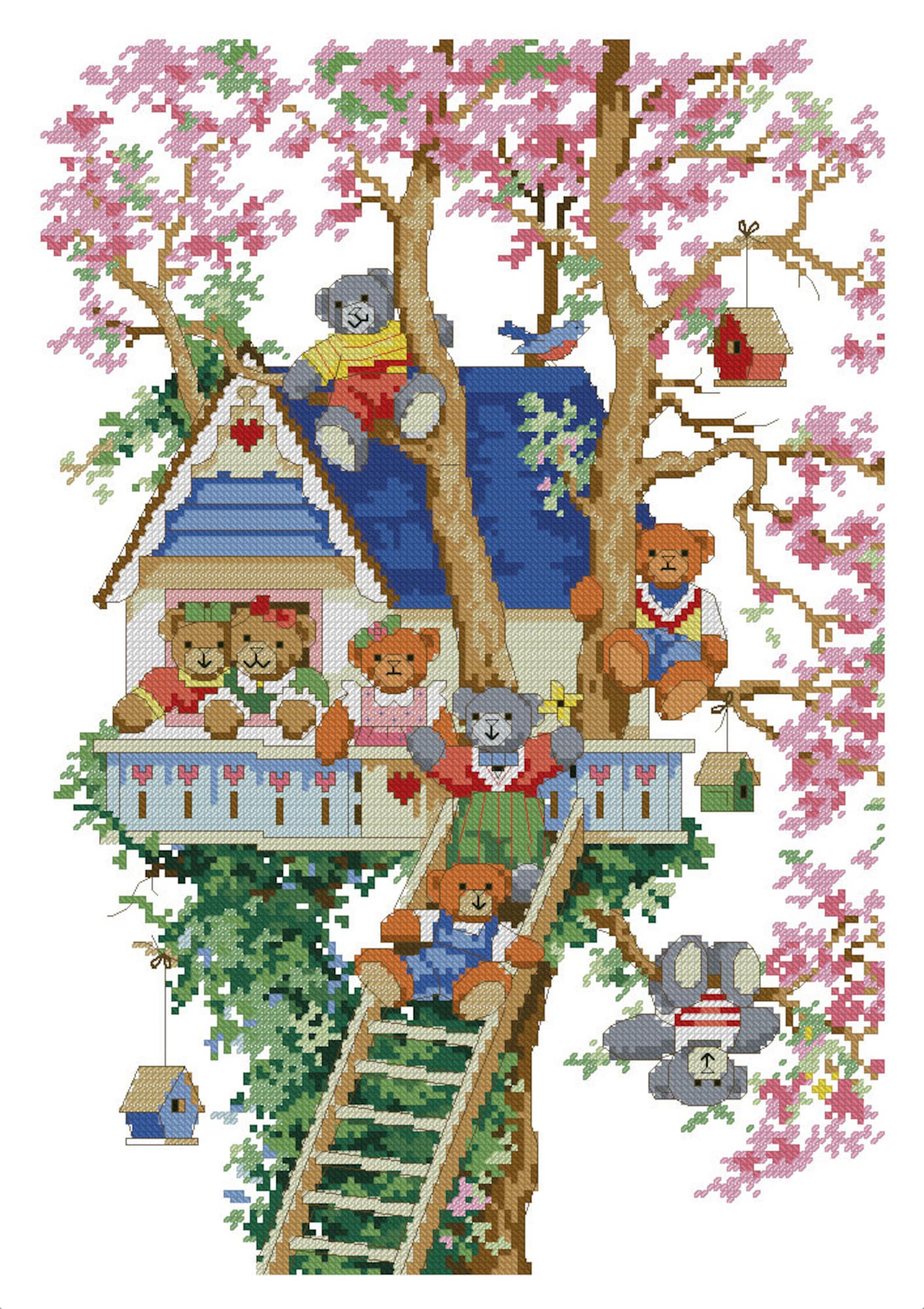 Teddy Bears Cross Stitch Pattern Colorful Art DIY X-stitch - Etsy