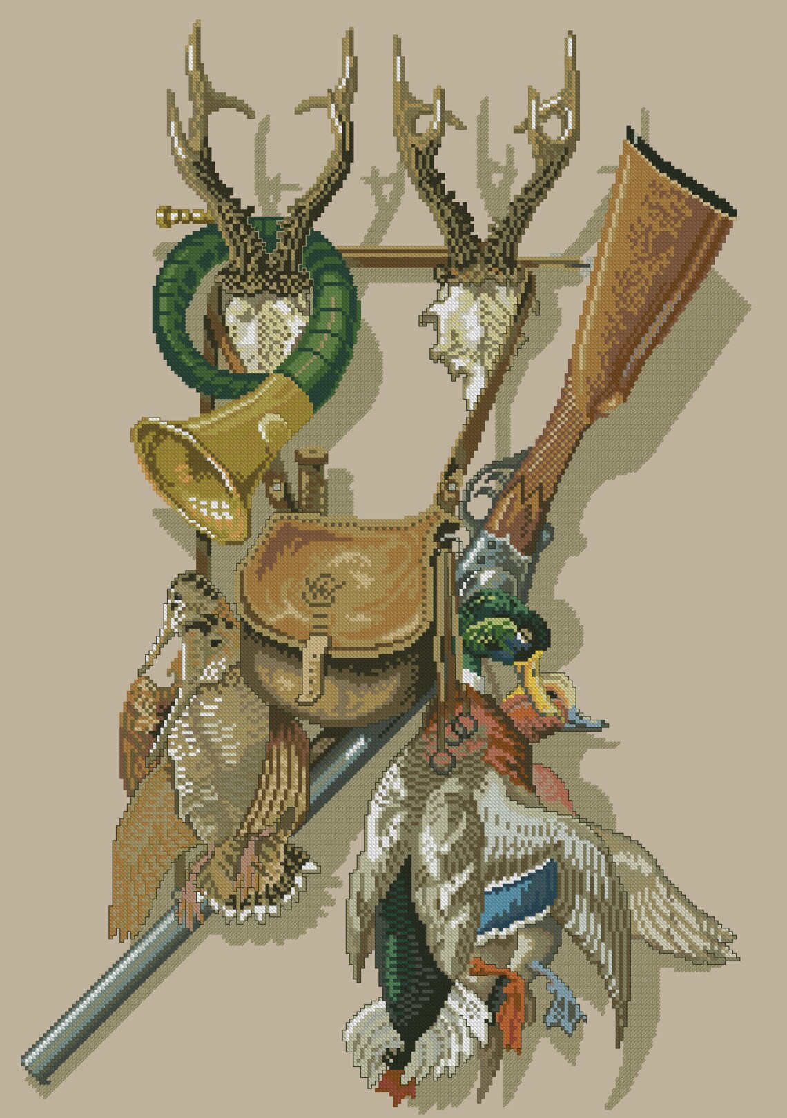 Hunting Cross Stitch Pattern Colorful Art DIY X-stitch Chart | Etsy